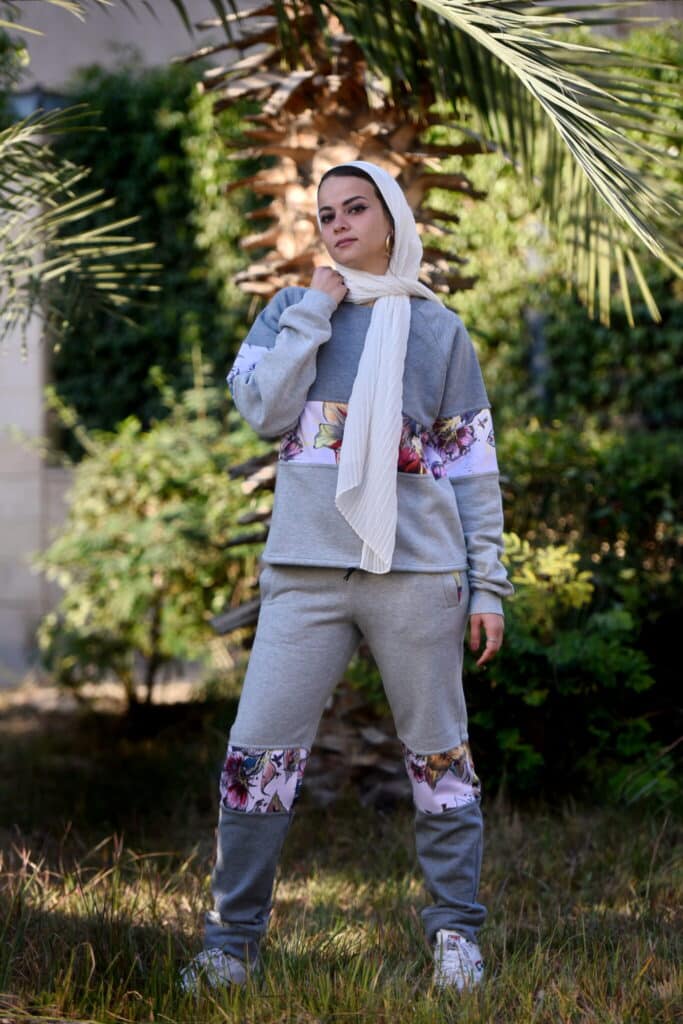 Light grey shades big lillies flowers tracksuit - I Make This