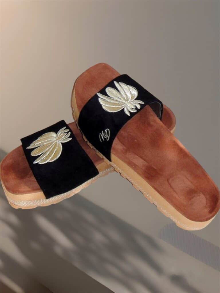 Black embroidery bee slipper - I Make This
