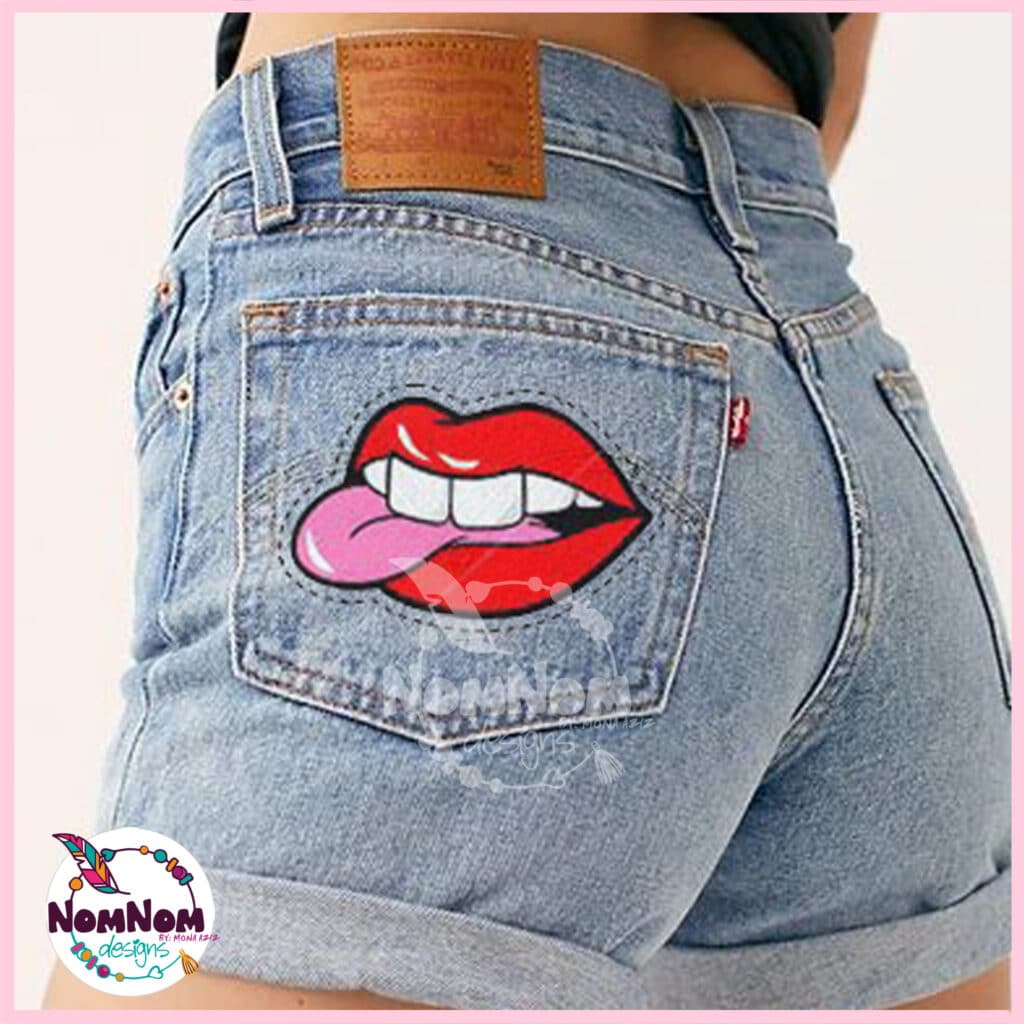 Lips 1 Handpainted Denim Short - I Make This