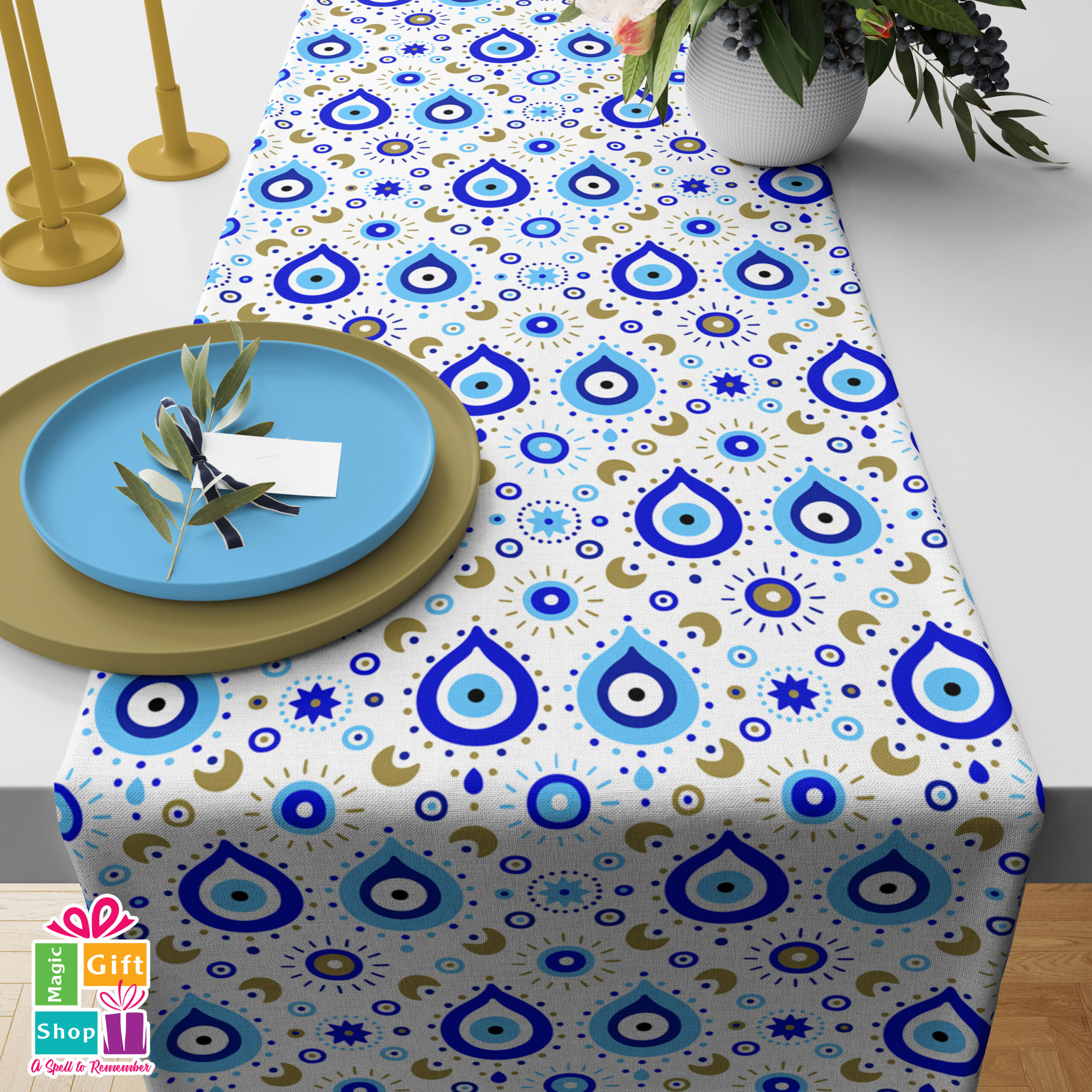 Evil eye pattern for Ramadan (runner-tablecloth-cushion) – I Make This