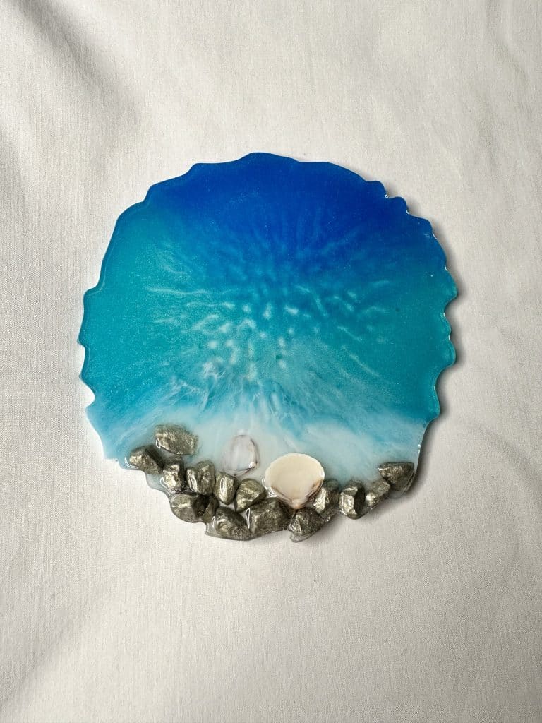 Turquoise Stone Beach - Resin Coaster - I Make This