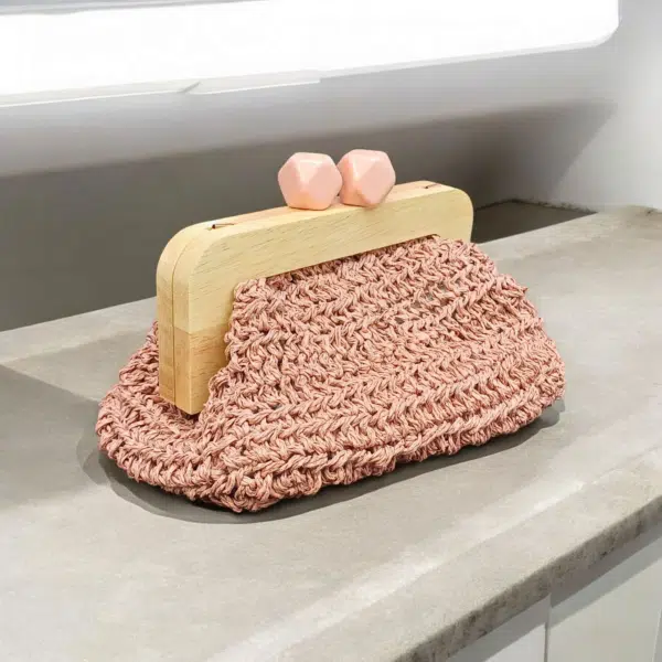 Clic clac rafia clutch in tea rose - I Make This