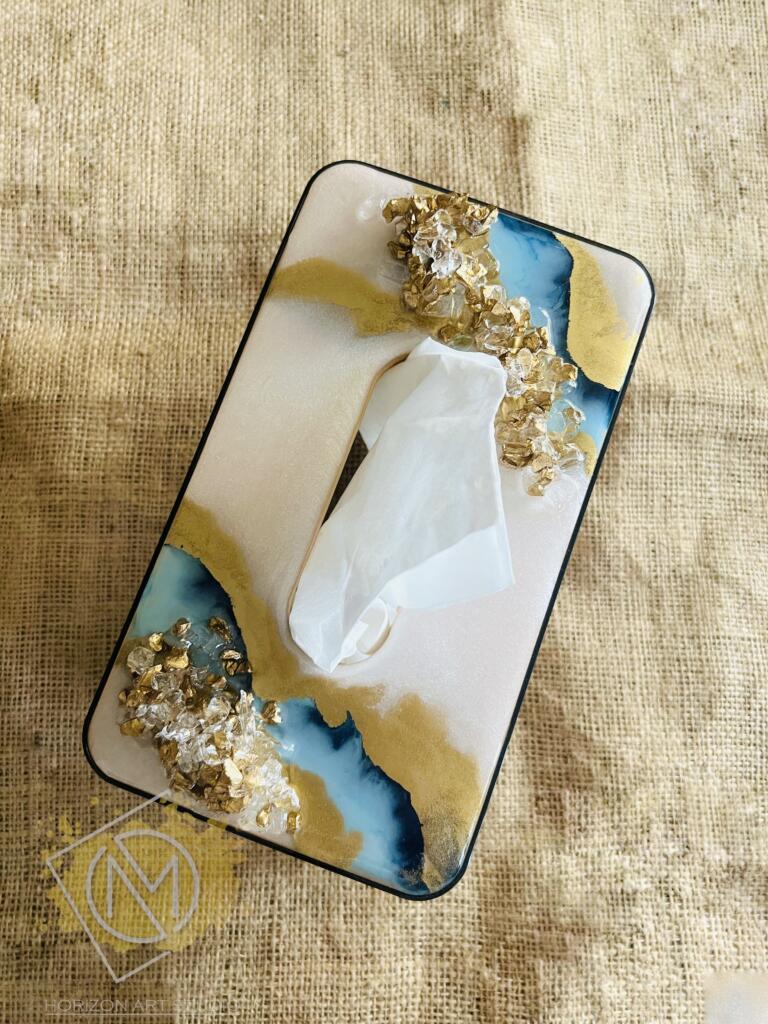 Blue lines resin tissue box - I Make This